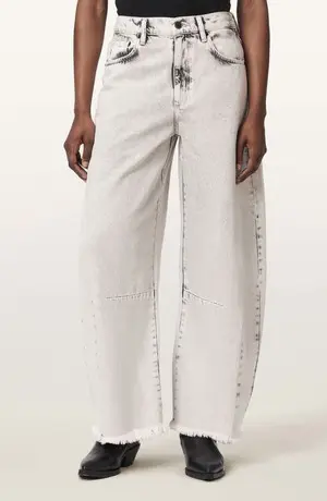 ALLSAINTS Payton Raw Hem Crop Wide Leg Jeans