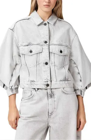 ALLSAINTS Luca Boxy Denim Jacket With 3/4 Sleeves