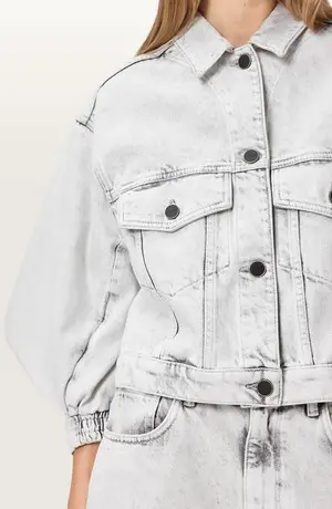 ALLSAINTS Luca Boxy Denim Jacket With 3/4 Sleeves
