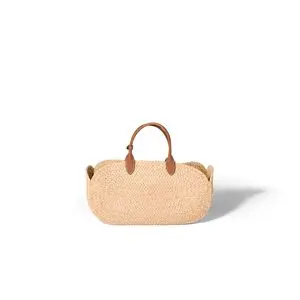 Miu Miu Raffia Top Handle Bag With Leather Accents