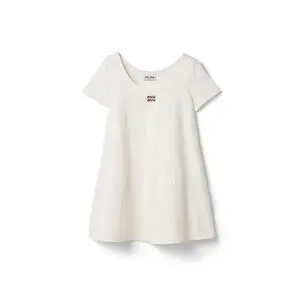 Miu Miu Jersey Mini Dress With Embroidered Logo