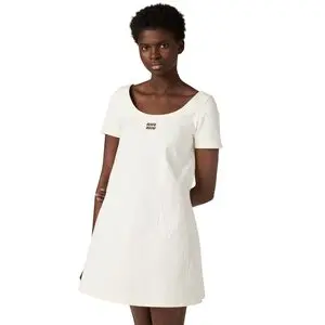Miu Miu Jersey Mini Dress With Embroidered Logo