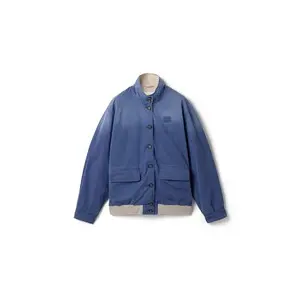 Miu Miu Old Washed Twill Blouson Jacket With Embroidered Logo