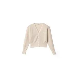 Miu Miu Cashmere Cropped Cardigan With Lace Trim