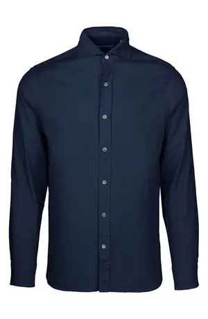 Swims Santorini Stretch Linen & Cotton Button-up Shirt - Navy