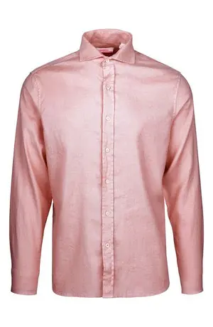 Swims Santorini Stretch Linen & Cotton Button-up Shirt Pink
