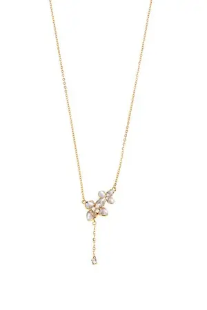 ARTE NOVA JEWELLERY Arte Nova Jewellery Two Flowers Necklace With Enamel, Faux Pearls, And Zirconia