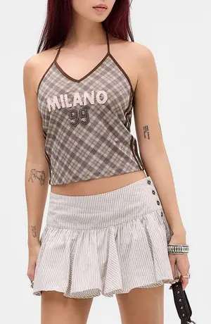 BDG URBAN OUTFITTERS Milano '99 Plaid Halter Top
