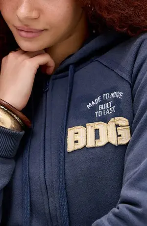 BDG URBAN OUTFITTERS Graphic Appliqué Zip Front Sweatshirt - Blue