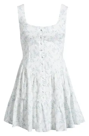 Lulus Rebecca Floral Print Square Neck Mini Dress