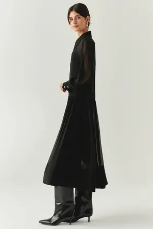EXQUISE Long Sleeve Shirt Dress