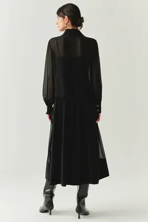 EXQUISE Long Sleeve Shirt Dress