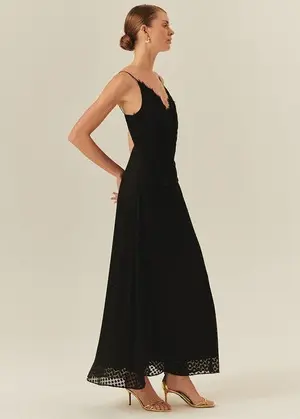 EXQUISE Emely Sleeveless Maxi Dress With Polka Dot Detail