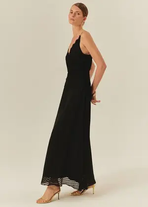 EXQUISE Emely Sleeveless Maxi Dress With Polka Dot Detail