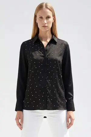 EXQUISE Corrie Embellished Long Sleeve Shirt