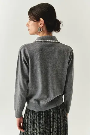 EXQUISE Maleah Trim Collar Sweater