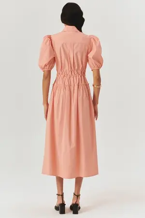EXQUISE Kamryn Midi Dress With Shirt Collar And Short Sleeves