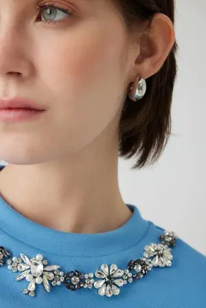 EXQUISE Crystal Embellished T-shirt