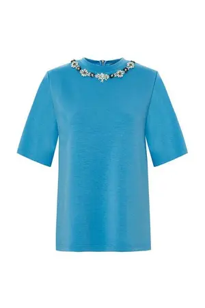 EXQUISE Crystal Embellished T-shirt