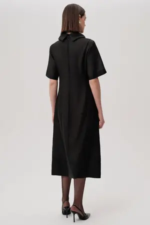 EXQUISE High Neck Long Sleeve Dress