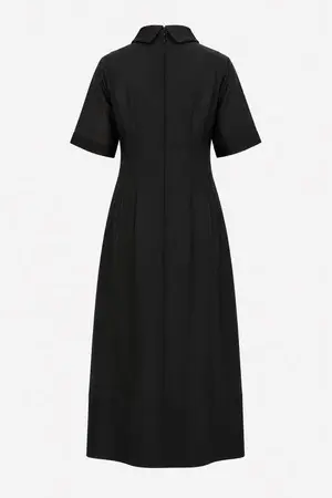 EXQUISE Midi Dress With High Neck And Long Sleeves