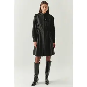 EXQUISE High Neck Long Sleeve Dress
