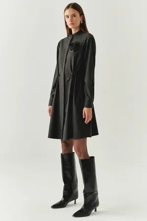 EXQUISE High Neck Long Sleeve Dress