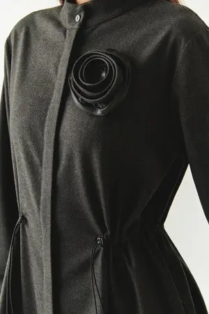 EXQUISE High Neck Long Sleeve Dress