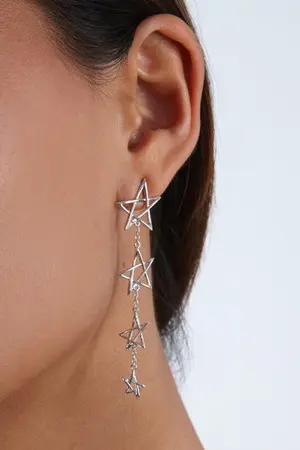 LUCY QUARTERMAINE Quarter Sol Star Drop Earrings - Sterling Silver