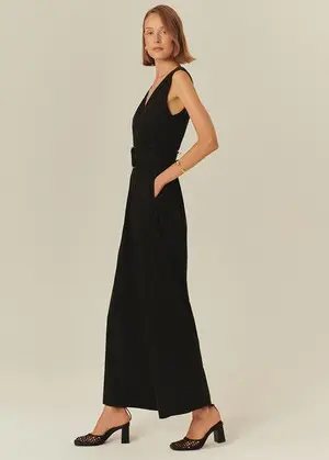 EXQUISE Alicia V-neck Wide-leg Jumpsuit