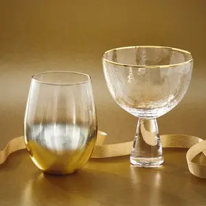 TAG Maeve Footed Glass With Gold Rimelegant Drinkware