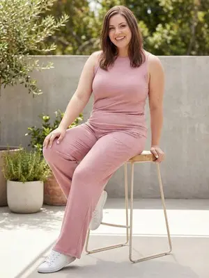 24SEVEN COMFORT APPAREL Ribbed Knit Tank Top And Wide Leg Pant Set - Mocha