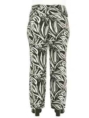 24SEVEN COMFORT APPAREL Abstract Print Foldover Waist Wide Leg Pants