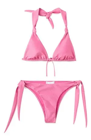 Mango Metallic Knotted Triangle Bikini