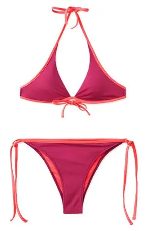 Mango Two-tone Triangle Bikini With Side Ties