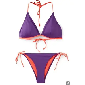 Mango Two-tone Triangle Bikini - Purple