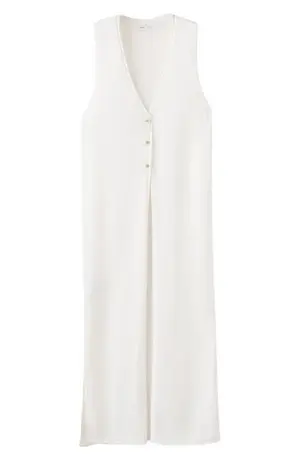 Mango Sleeveless Longline Cotton Blend Cardigan - Ecru