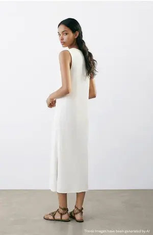 Mango Sleeveless Longline Cotton Blend Cardigan