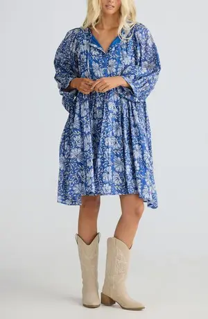 TALISMAN THE LABEL Wisteria Print Cotton Dress