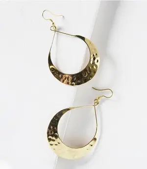 MATR BOOMIE Lunar Crescent Hammered Hoop Earrings - Gold