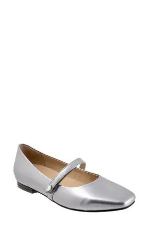 Trotters Hazel Mary Jane Flatmultiple Widths Available - Silver