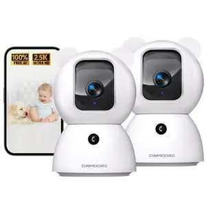 CINMOORE 2 Pack Single Band Wifi Indoor Wifi Camera - White