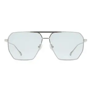12PM STUDIOS London Metal Aviator Sunglasses - Silver/blue