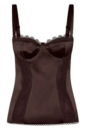 NICHOLAS Dara Lace Trim Corset Top - Espresso