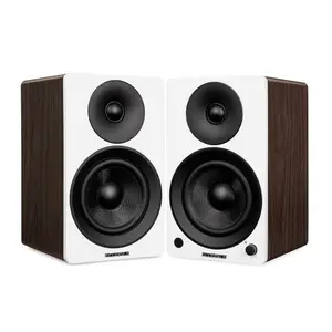 FLUANCE Powered 5 Stereo Bookshelf Speakers For Turntable - White Walnut