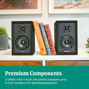 ELECTROHOME Berkeley 2.0 Stereo Powered Bluetooth Bookshelf Speakers - Black
