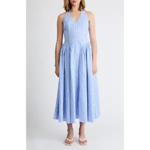 EXTRO & VERT Gingham Halter Midi Dress