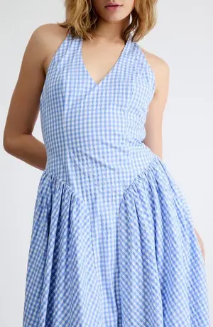 EXTRO & VERT Gingham Halter Midi Dress