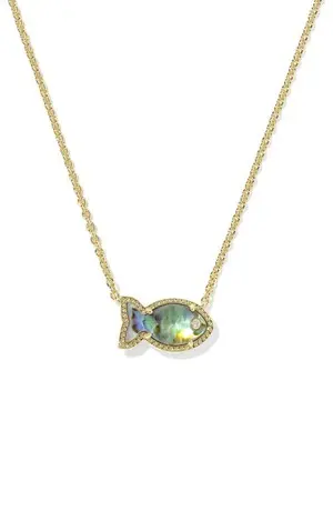 Kendra Scott Fish Pendant Necklace - Gold Abalone Shell