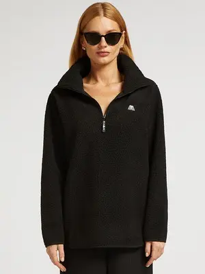 4TH ARQ Lennox Half-zip Fleece Sweatshirt - Black